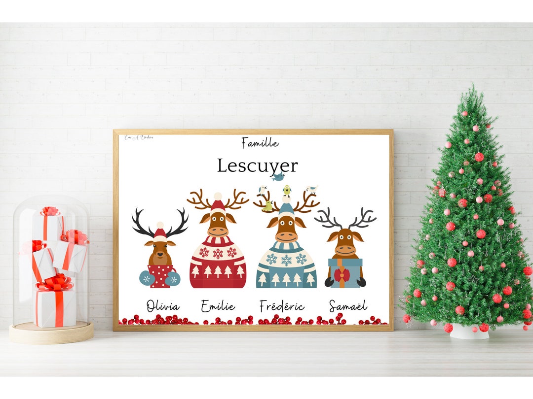 Personalized Family Christmas Poster Reindeer Gift at a Low - Etsy