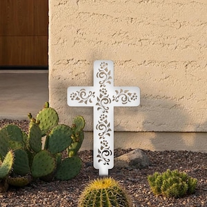 Cross for Garden or Yard, Metal Outdoor Decor, Christian Cross, Jesus ...