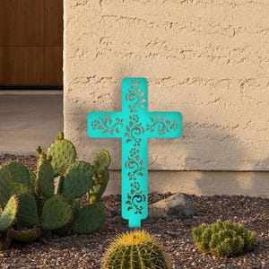 Cross for Garden or Yard, Metal Outdoor Decor, Christian Cross, Jesus ...