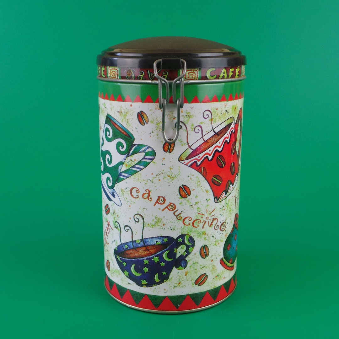 Vintage Coffee Tin Box Fackelmann With Plastic Lid Retro Kitchen Decor ...