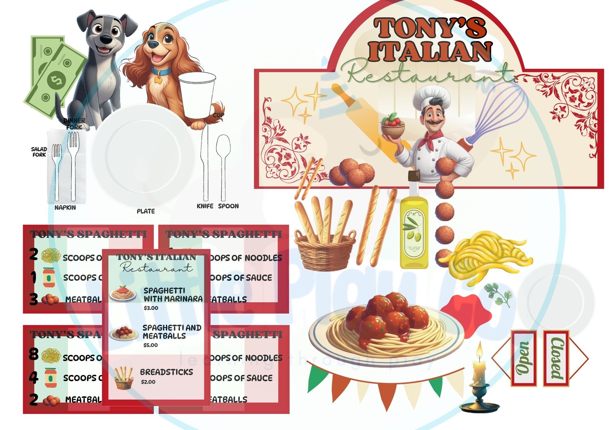 Spaghetti Pretend Play Printables Digital File - Etsy