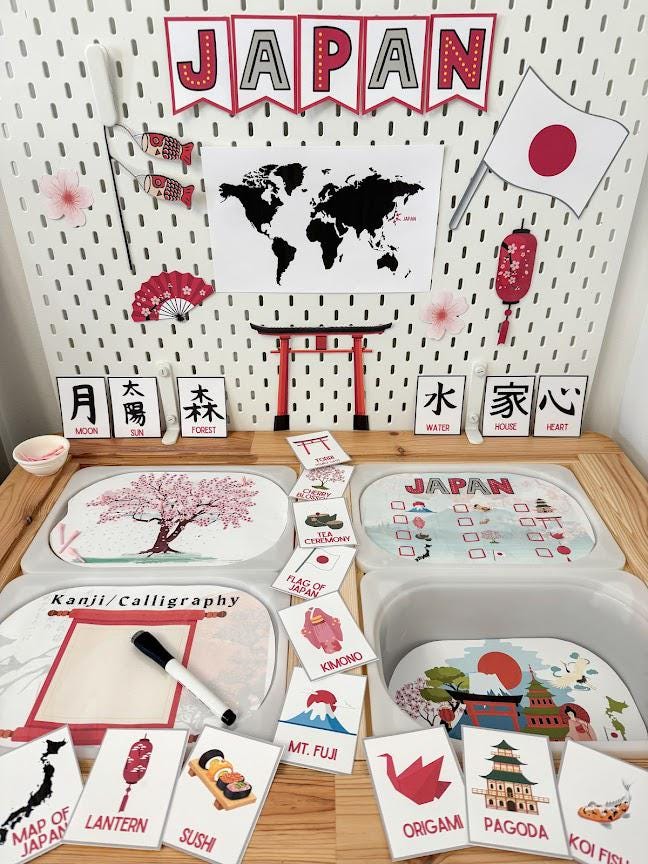 Japan Printable Pack- Sensory Bin Inserts, Flashcards, +more - Etsy