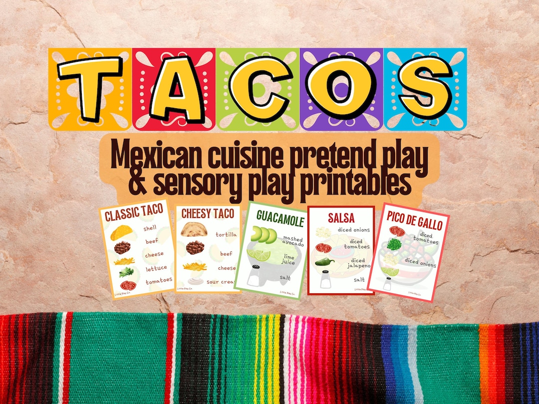 Taco Pretend and Sensory Play Mexican Cuisine Printable Set - Etsy