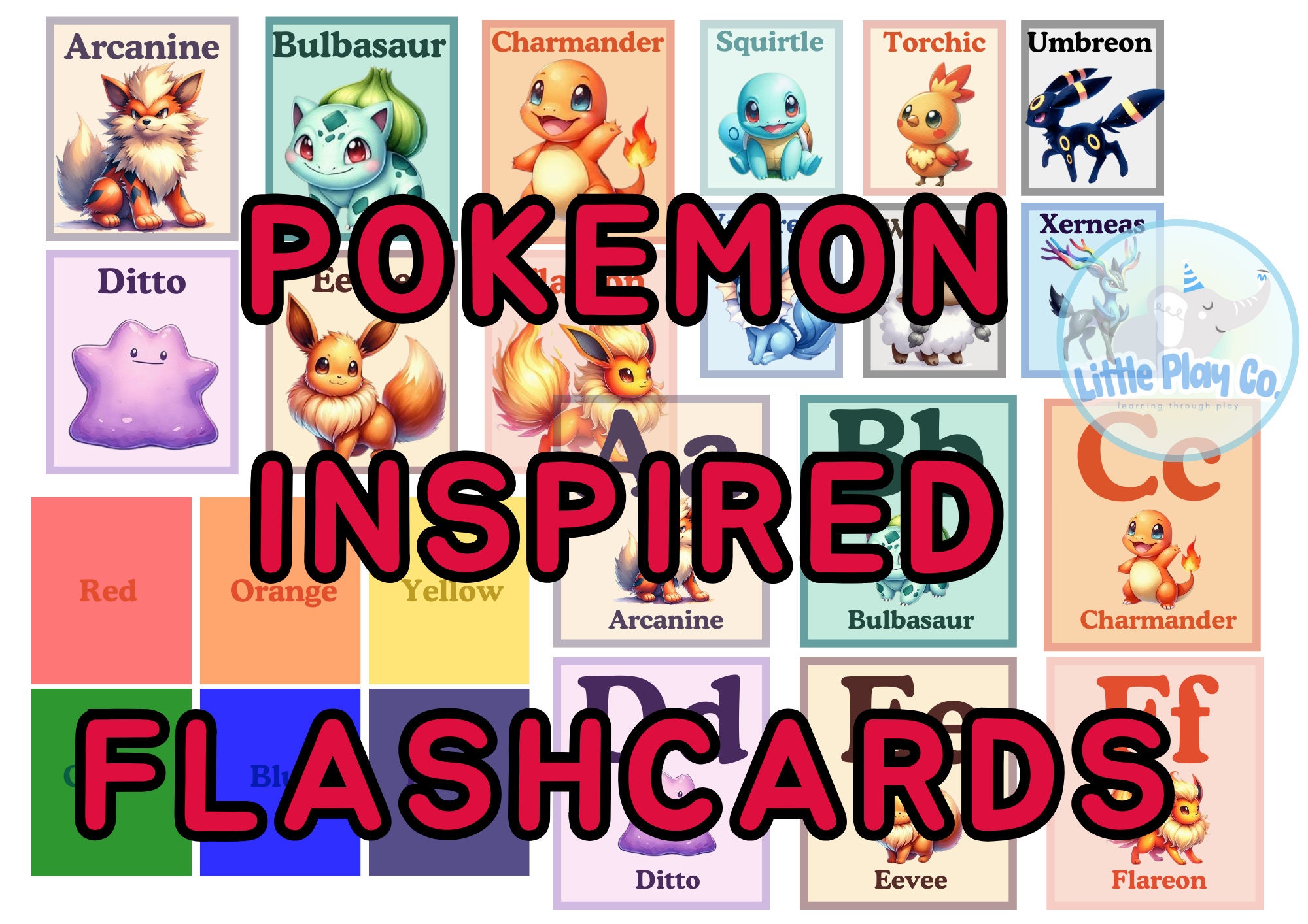 Pokemon Inspired Flashcards - Etsy