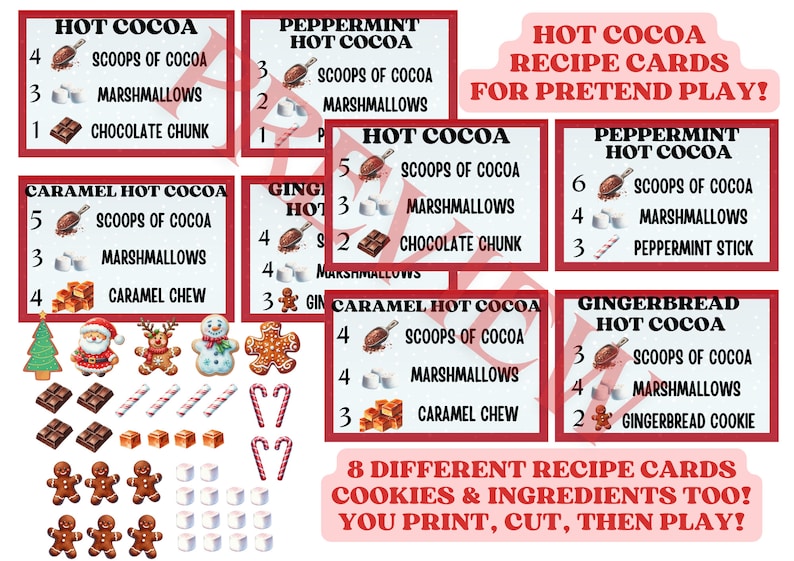 Hot Cocoa Pretend Play Recipe Cards and Printables - Etsy