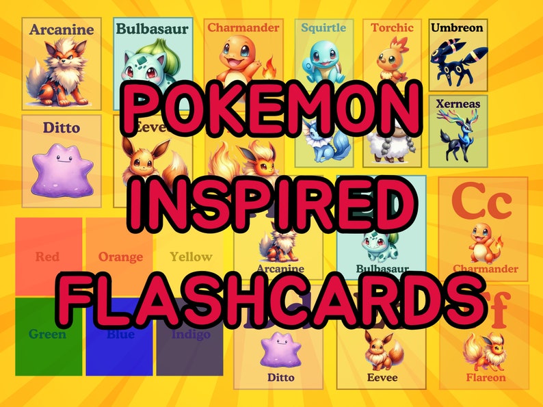 Pokemon Inspired Flashcards - Etsy