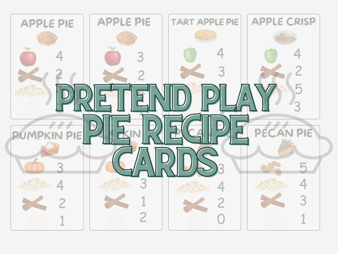 Pretend Play Pie Recipe Cards - Etsy