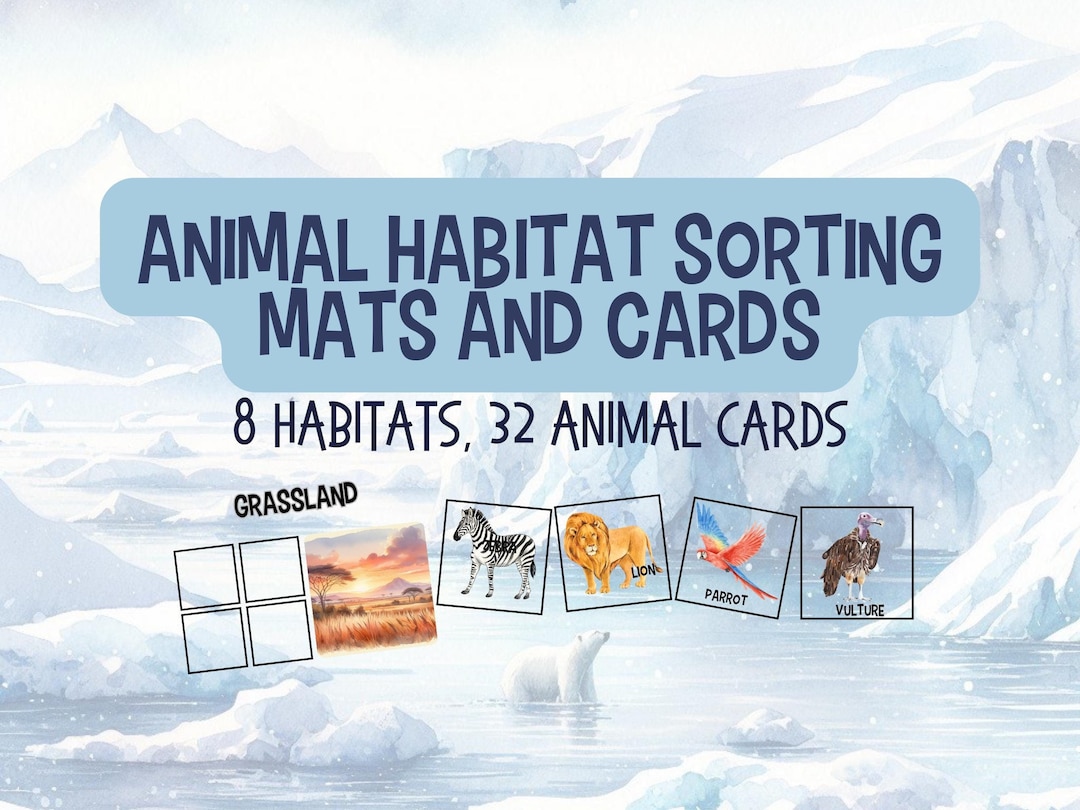 Animal Habitats Mat and Card Sorting Printable Set - Etsy