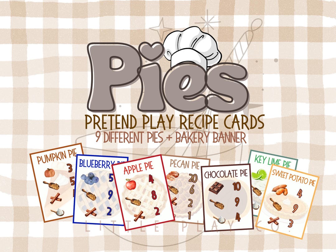 Pretend Play Pie Recipe Cards for Sensory Play - Etsy
