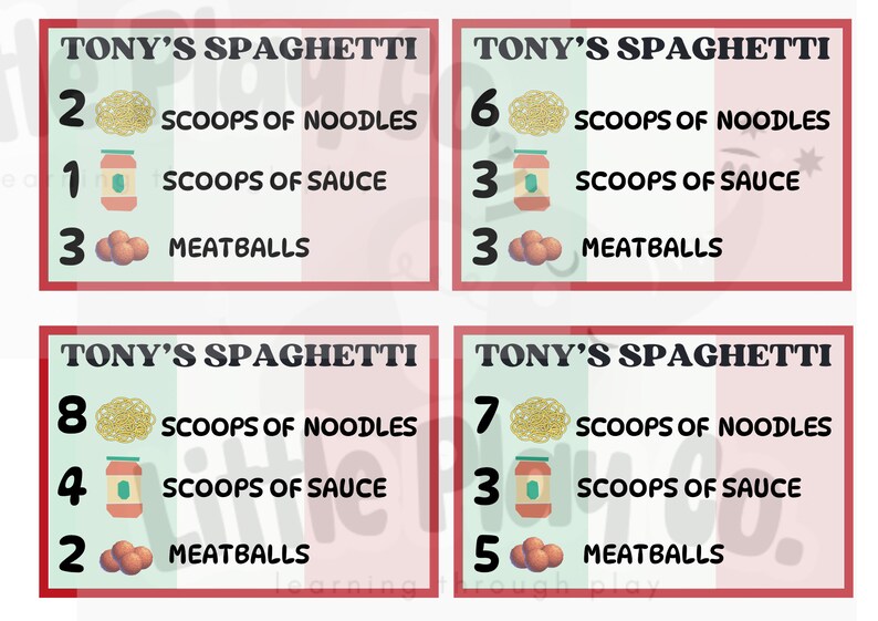 Spaghetti Pretend Play Printables Digital File - Etsy