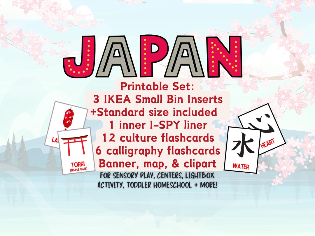 Japan Printable Pack- Sensory Bin Inserts, Flashcards, +more - Etsy
