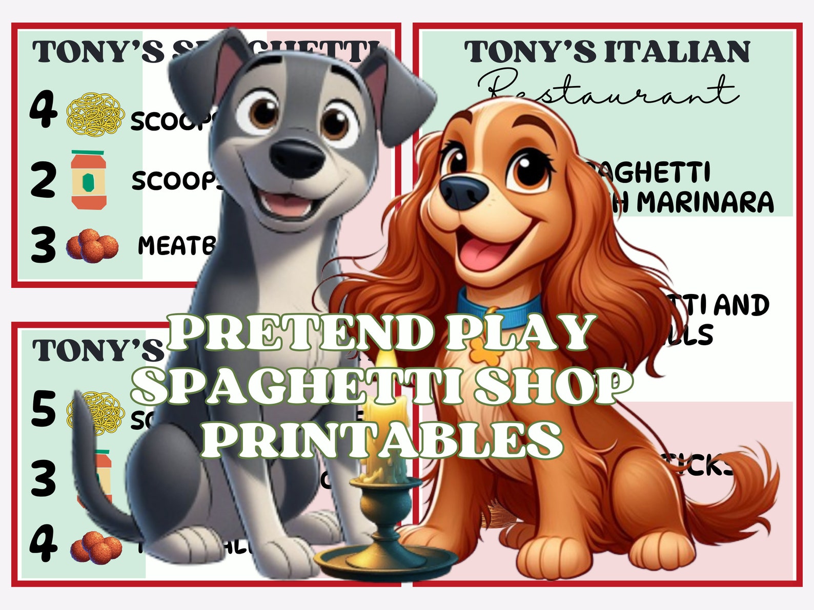 Spaghetti Pretend Play Printables Digital File - Etsy