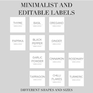Minimalist Editable Label Bundle Templates | Printable Labels Set White ...