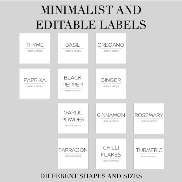 Minimalist Editable Label Bundle Templates Printable Labels Set White ...