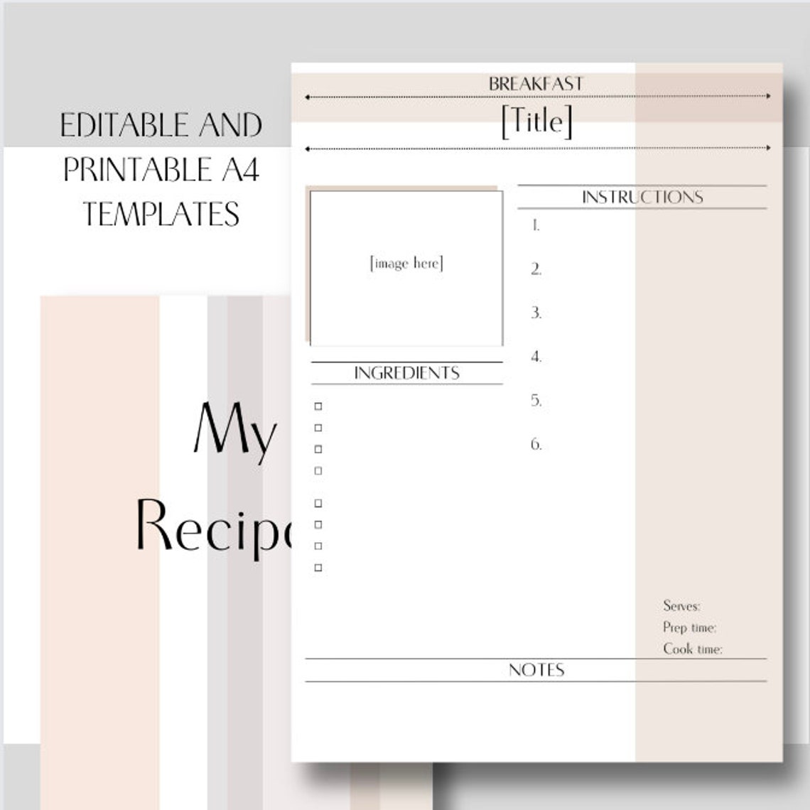 Recipe Book Template Editable and Printable Recipe Sheets - Etsy