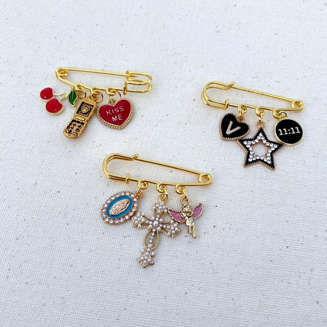 Charm Brooch Customizable Safety Pin Purse Handbag Backpack ...