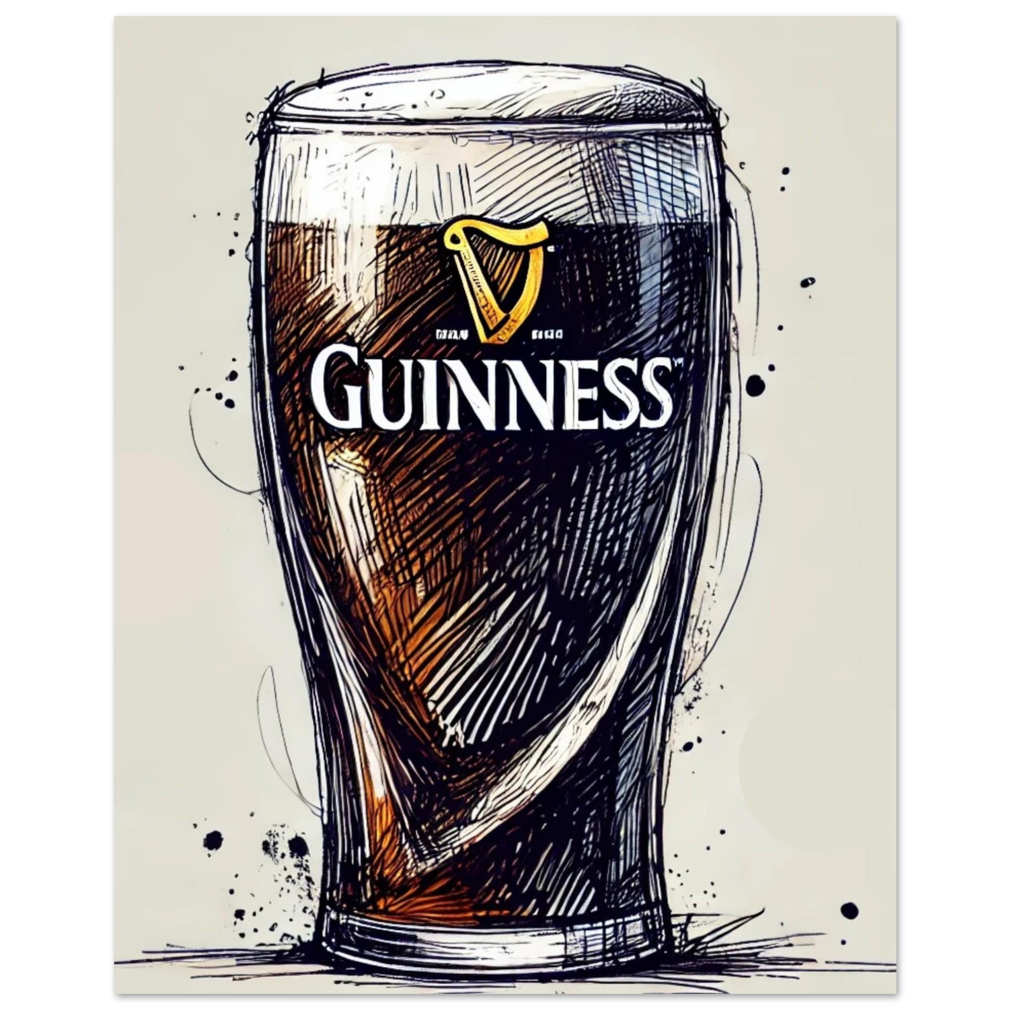 Guinness-inspired Pint Glass Wall Art – Hand-drawn Style Print | Irish ...