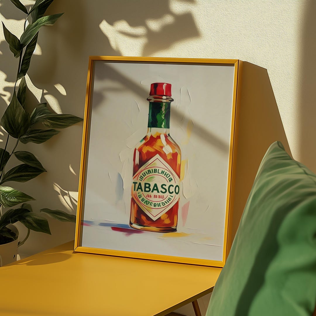 Hand-painted Tabasco Hot Sauce Wall Art Print – Spicy Kitchen Decor ...
