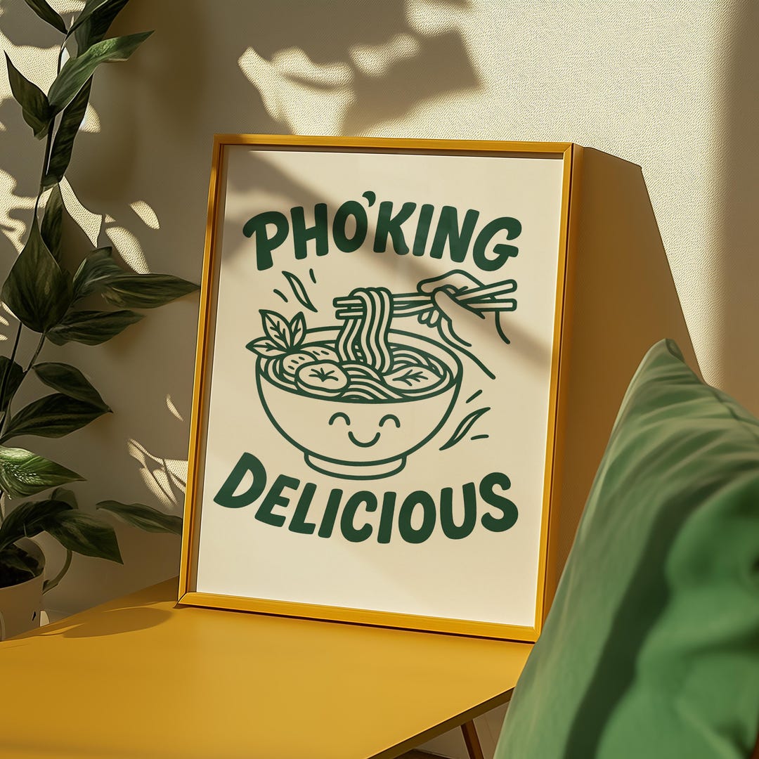 Fun Cartoon Pho Wall Art Print Poster | Kitchen Wall Art | Foodie Gift ...