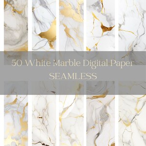 50 SEAMLESS White Marble Themed Digital Papers - Etsy