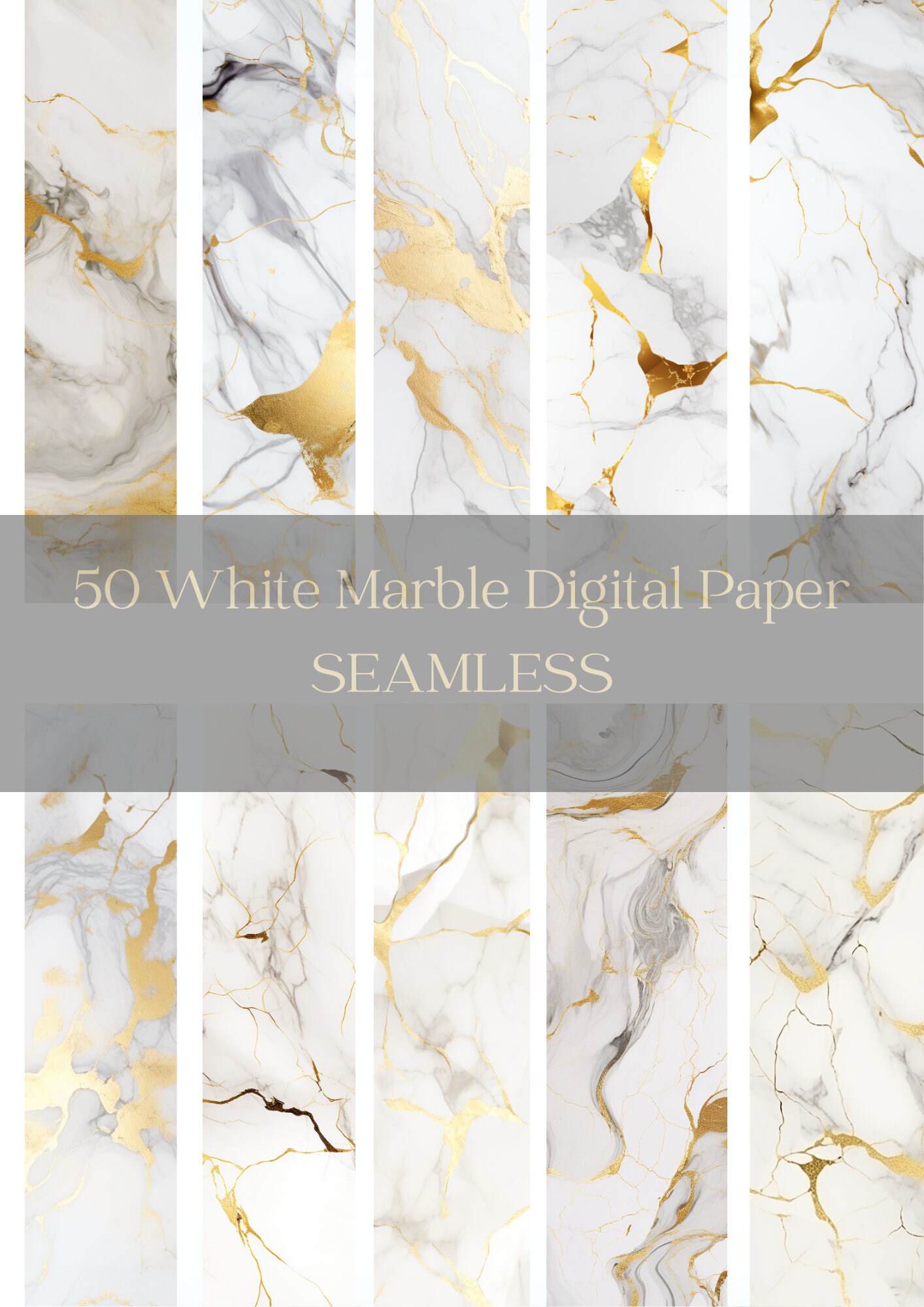 50 SEAMLESS White Marble Themed Digital Papers - Etsy