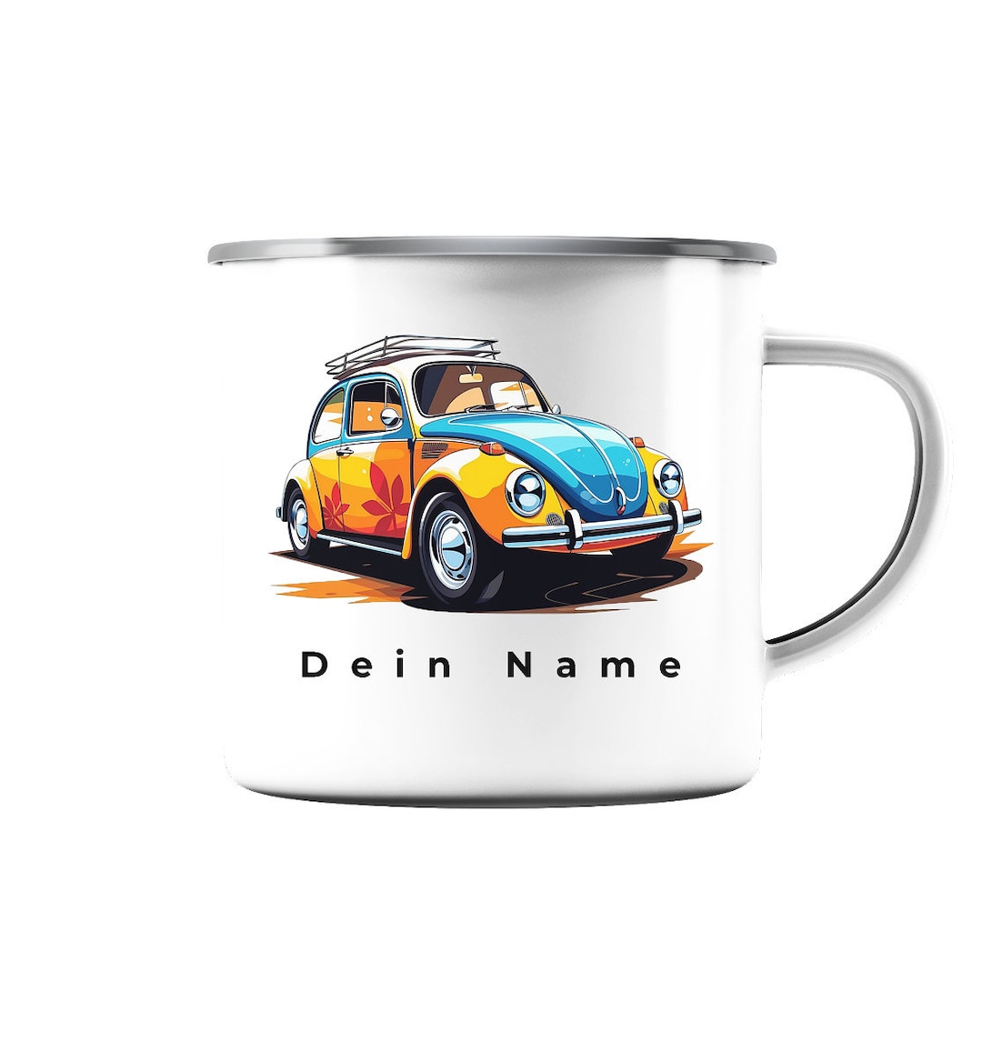 VW Beetle Vintage Personalized With Name Enamel Mug silver - Etsy