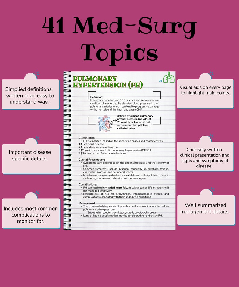 Nursing Study Notes Study Guide School Bundle Med-surg Study Guide 
