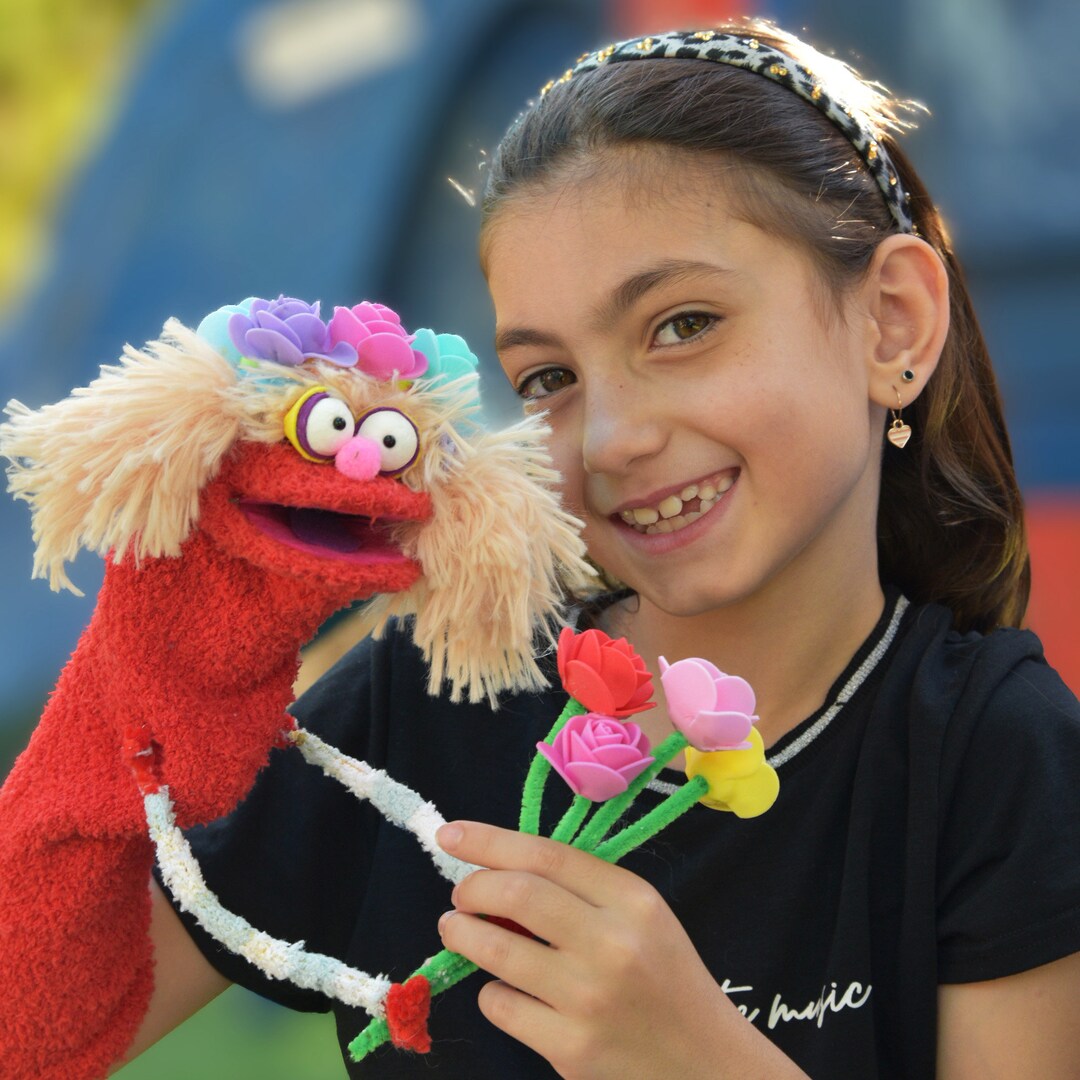 Cherry A Fluffy Sock Puppet With Flowers - Etsy