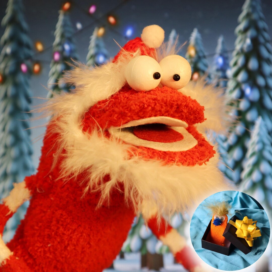 Santa - A Fluffy Sock Puppet for Christmas + Finger Puppet Gift - Etsy