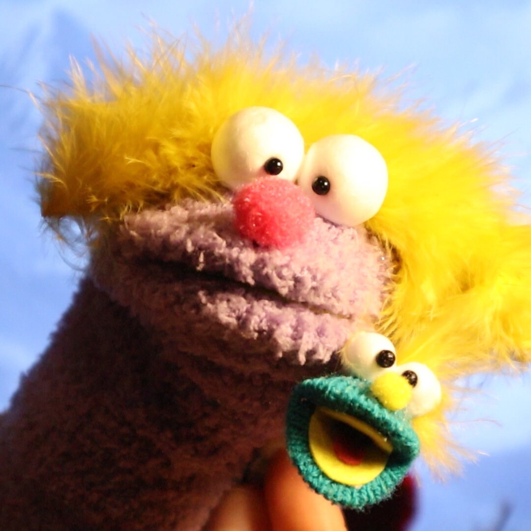 Beetroot A Fluffy Sock Puppet Holding a Mini Sock Puppet - Etsy