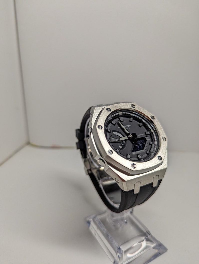 Custom Casioak G-shock Stainless Steel & Black, Casio GA-2100, Gen 5 ...