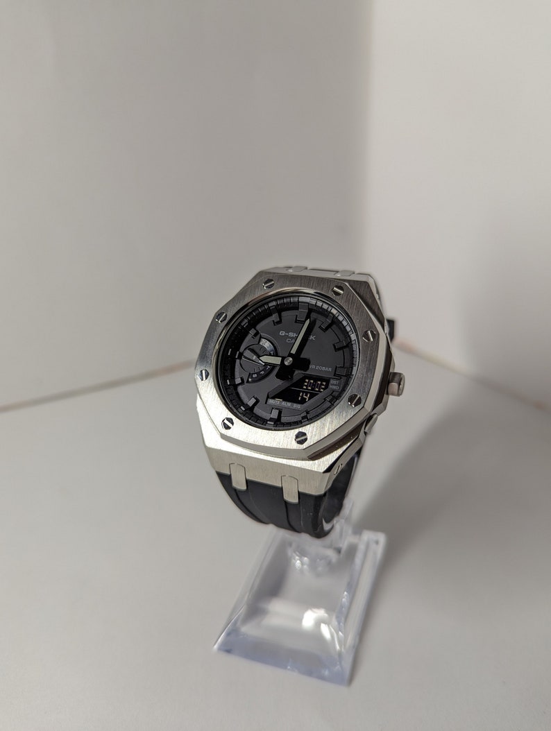 Custom Casioak G-shock Stainless Steel & Black, Casio GA-2100, Gen 5 ...