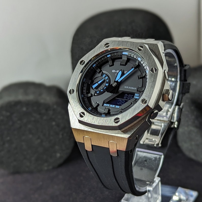 Custom Casioak G-shock Stainless Steel & Black, Casio GA-2100, Gen 5 ...
