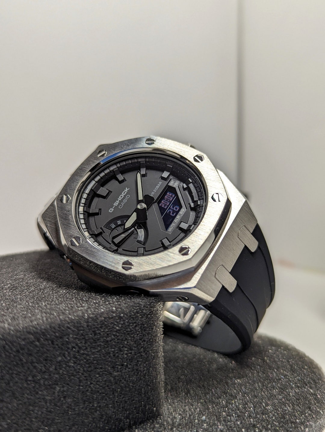 Custom Casioak G-shock Stainless Steel & Black, Casio GA-2100, Gen 5 ...