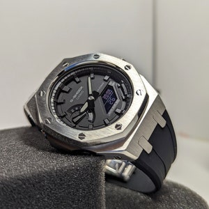 Custom Casioak G-shock Stainless Steel & Black, Casio GA-2100, Gen 5 ...