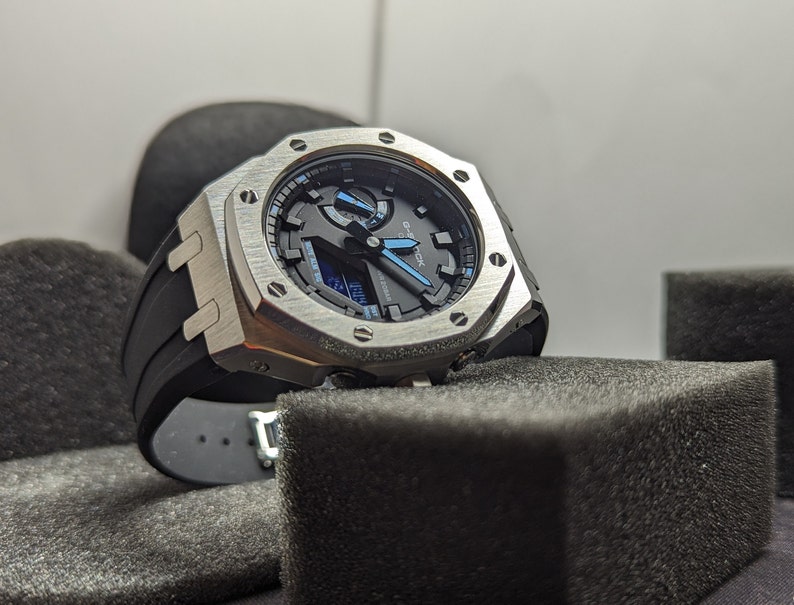 Custom Casioak G-shock Stainless Steel & Black, Casio GA-2100, Gen 5 ...