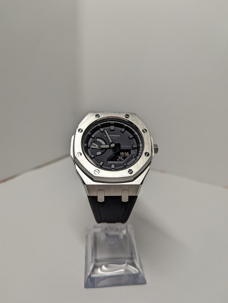 Custom Casioak G-shock Stainless Steel & Black, Casio GA-2100, Gen 5 ...