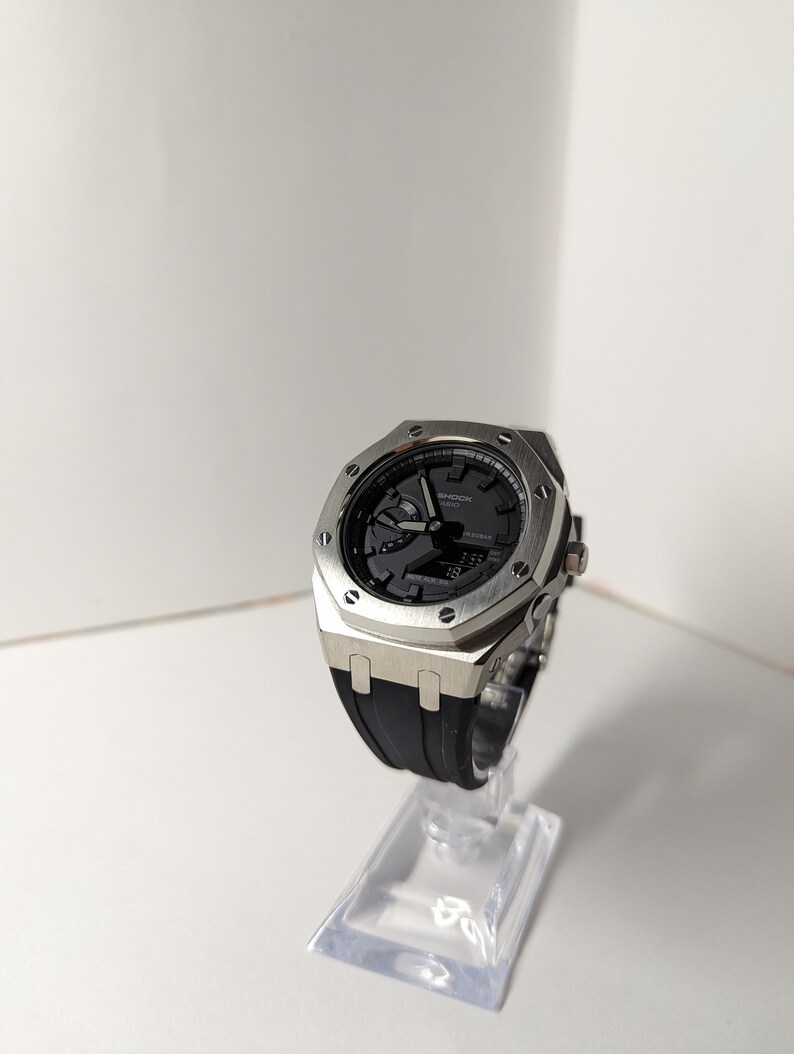 Custom Casioak G-shock Stainless Steel & Black, Casio GA-2100, Gen 5 ...
