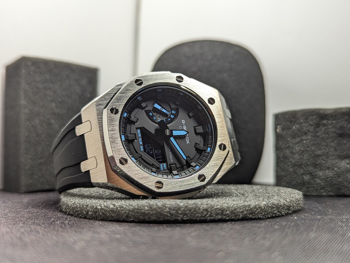 Custom Casioak G-shock Stainless Steel & Black, Casio GA-2100, Gen 5 ...