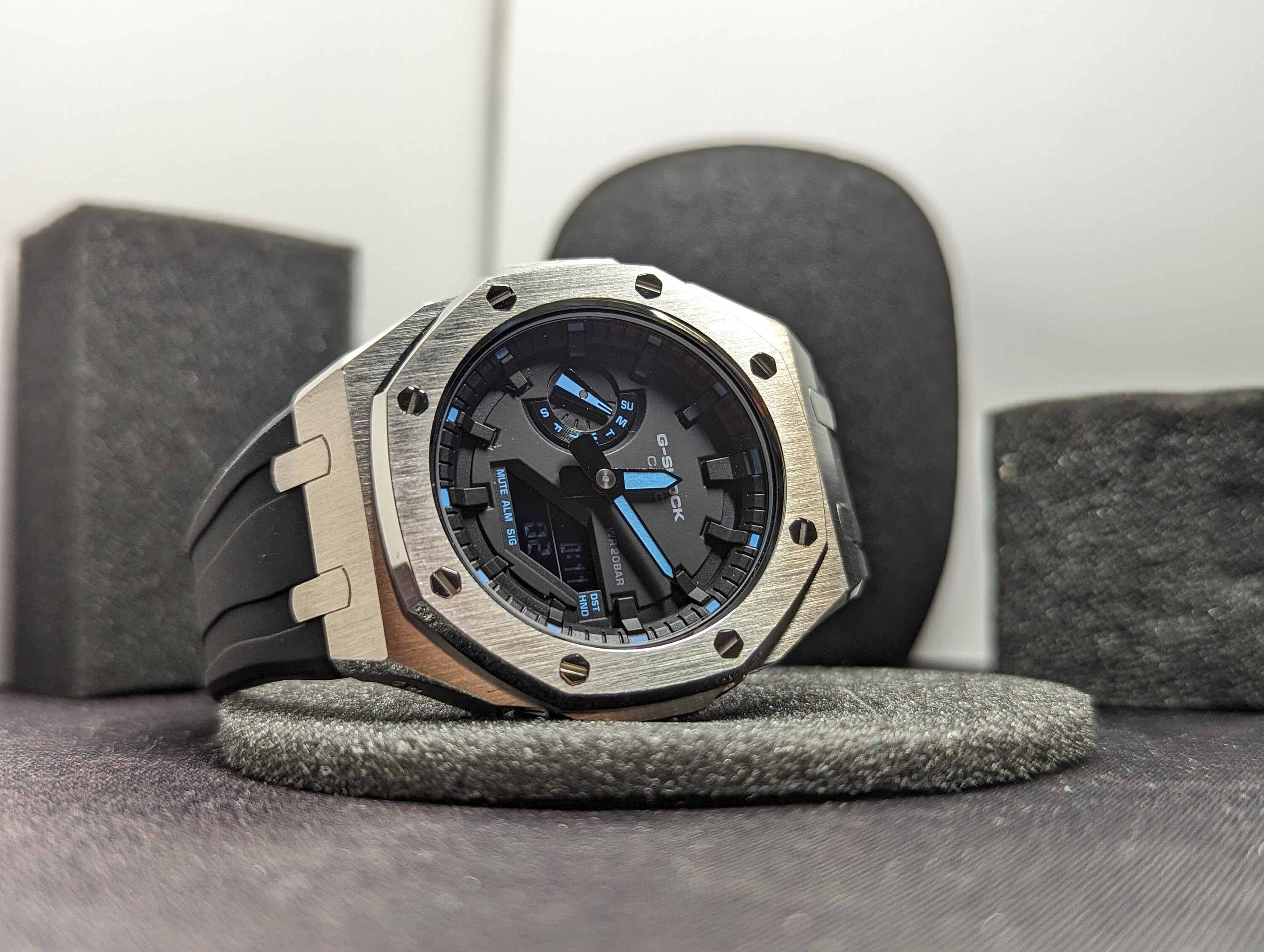 Custom Casioak G-shock Stainless Steel & Black, Casio GA-2100, Gen 5 ...