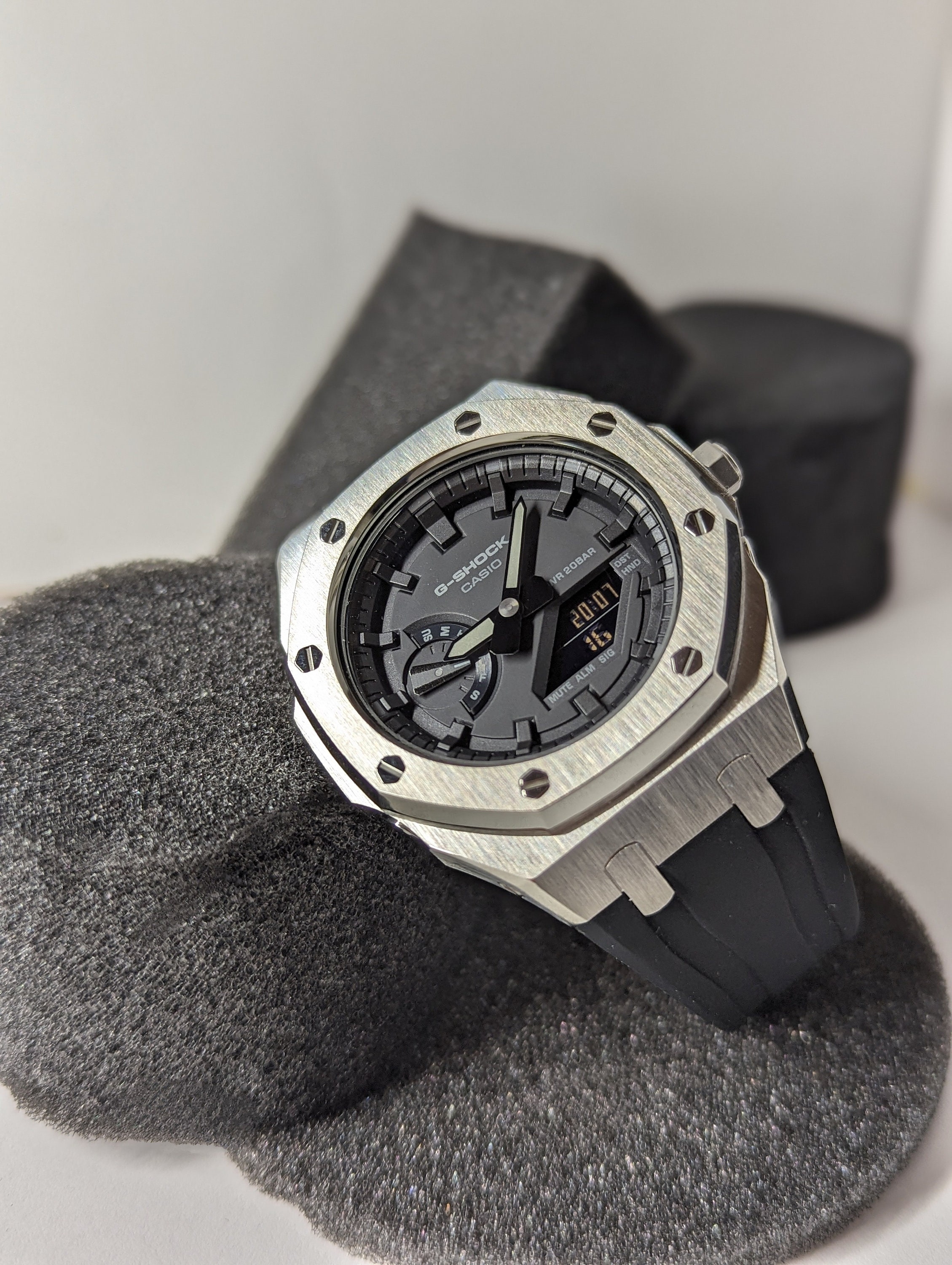 Custom Casioak G-shock Stainless Steel & Black, Casio GA-2100, Gen 5 ...