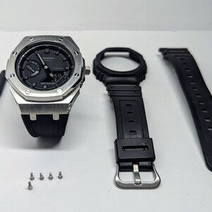 Custom Casioak G-shock Stainless Steel & Black, Casio GA-2100, Gen 5 ...