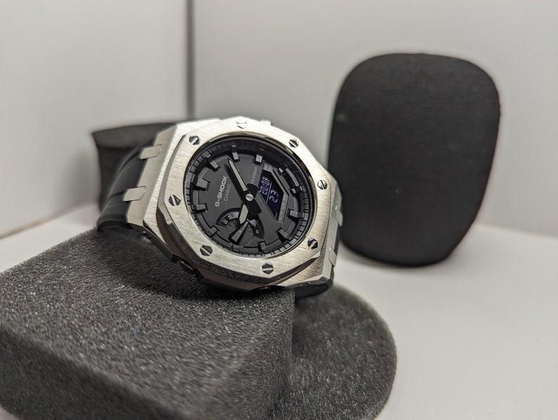 Custom Casioak G-shock Stainless Steel & Black, Casio GA-2100, Gen 5 ...