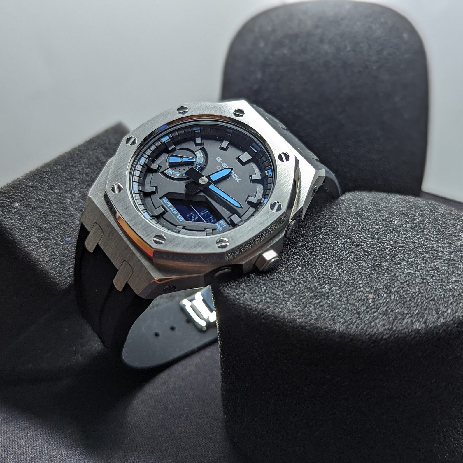 Custom Casioak G-shock Stainless Steel & Black, Casio GA-2100, Gen 5 ...