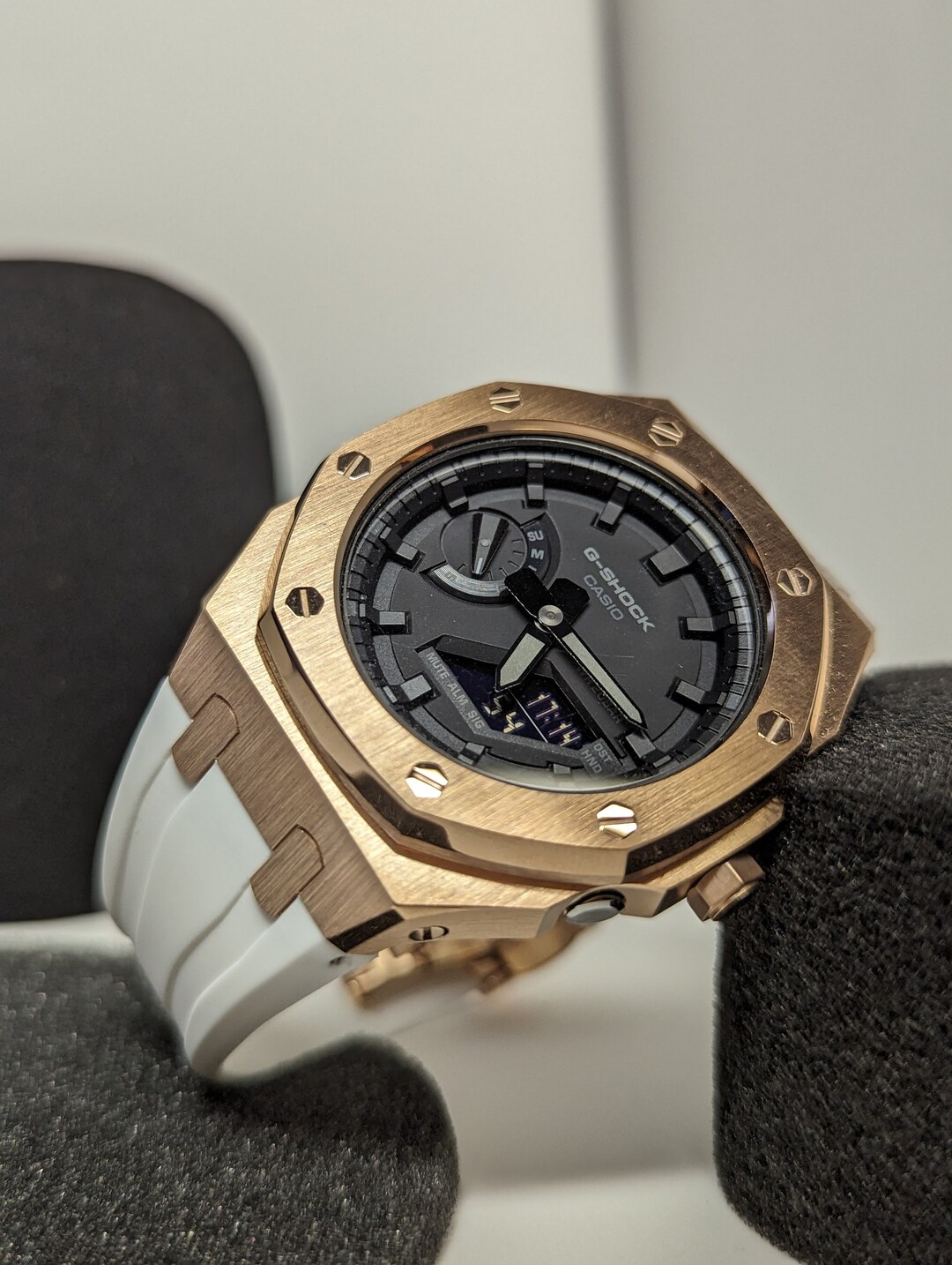 Custom Casioak G-shock Rose Gold, White & Black, Casio GA-2100, Gen 5 ...