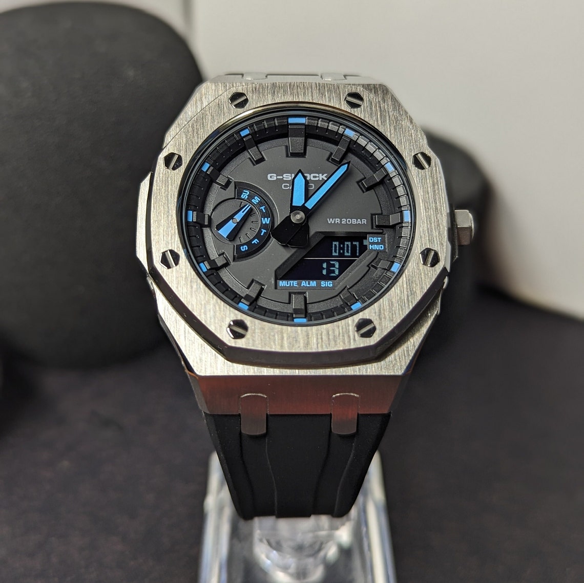 Custom Casioak G-shock Stainless Steel & Black, Casio GA-2100, Gen 5 ...