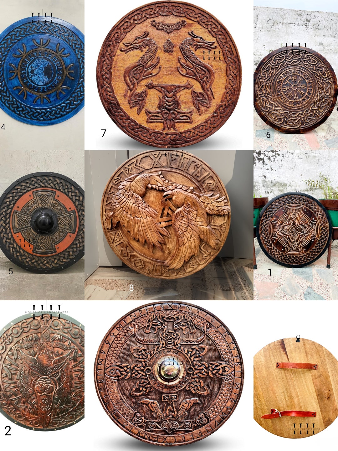 Wooden Viking ,norse ,runes Shield 8 Style 24,30 Inches Wooden Carved ...