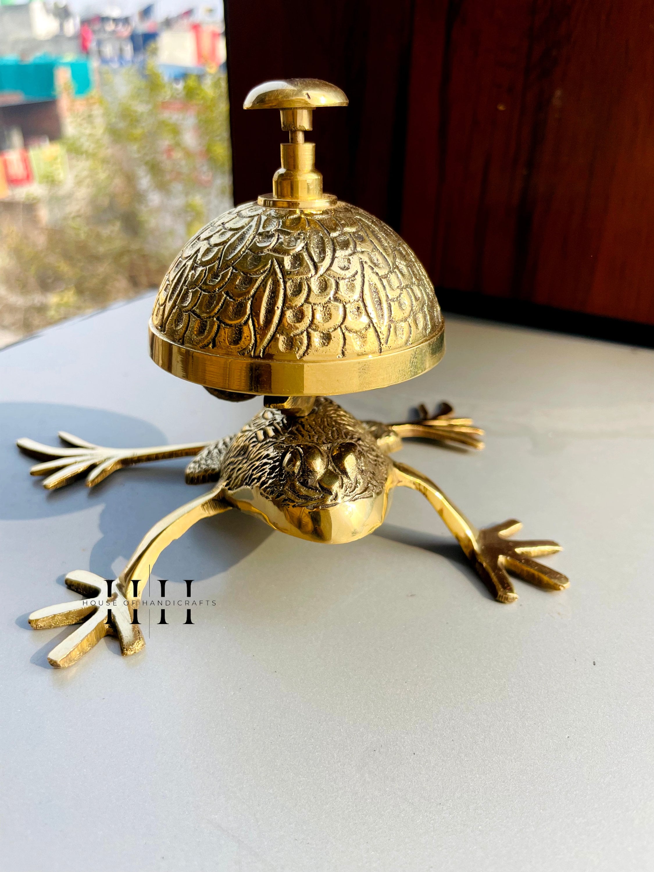 Antique Brass Frog Style Desk Bell Nautical Hotel Counter Reception ...