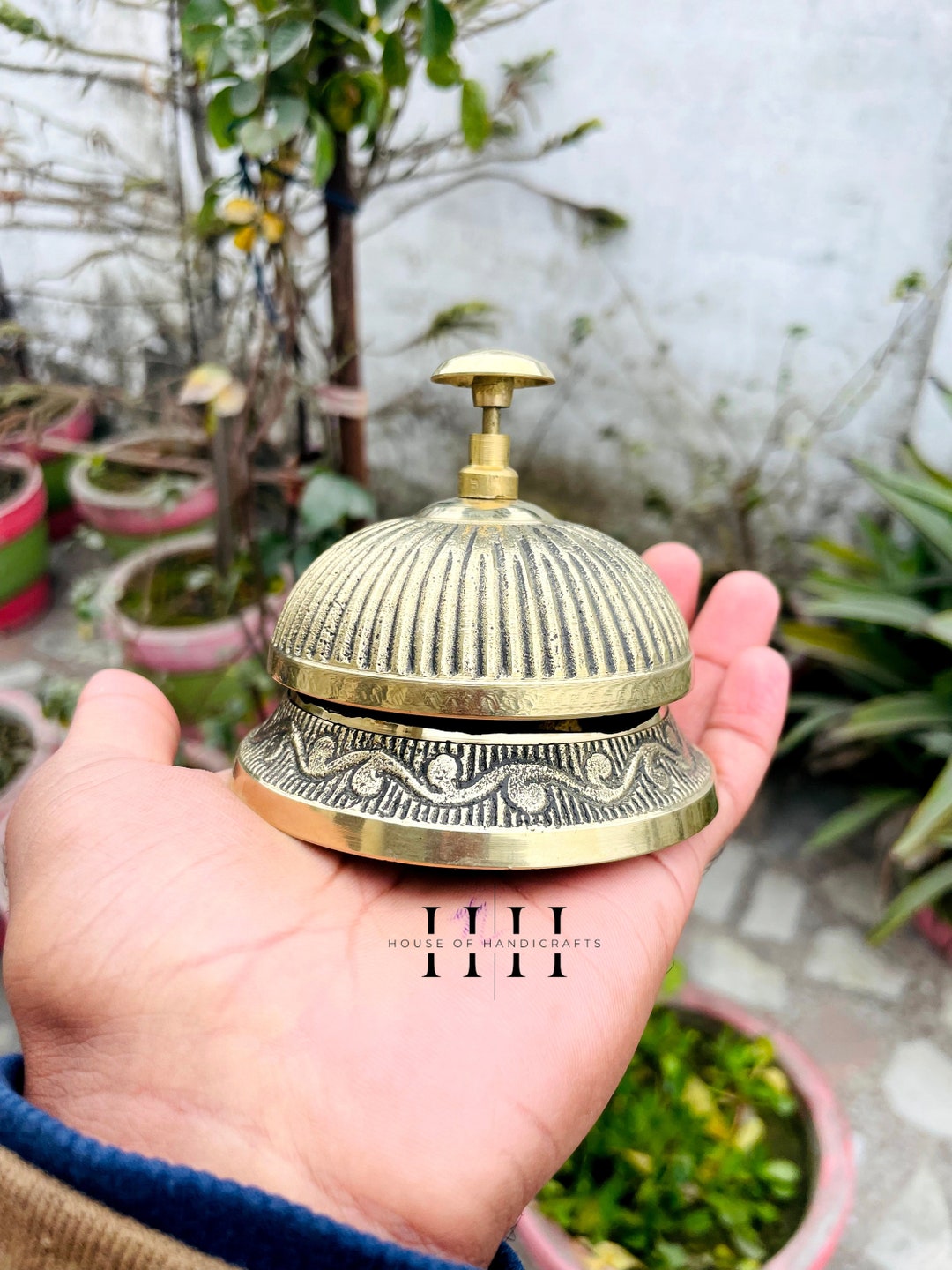 Vintage Solid Brass Table Bell ,calling Bell,reception Bell,service ...