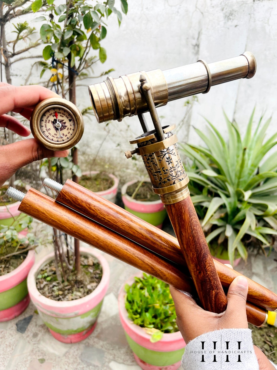 Antique 1920 London Walking Stick ,telescope Compass Walking Stick,walking Cane Removal Walking ...